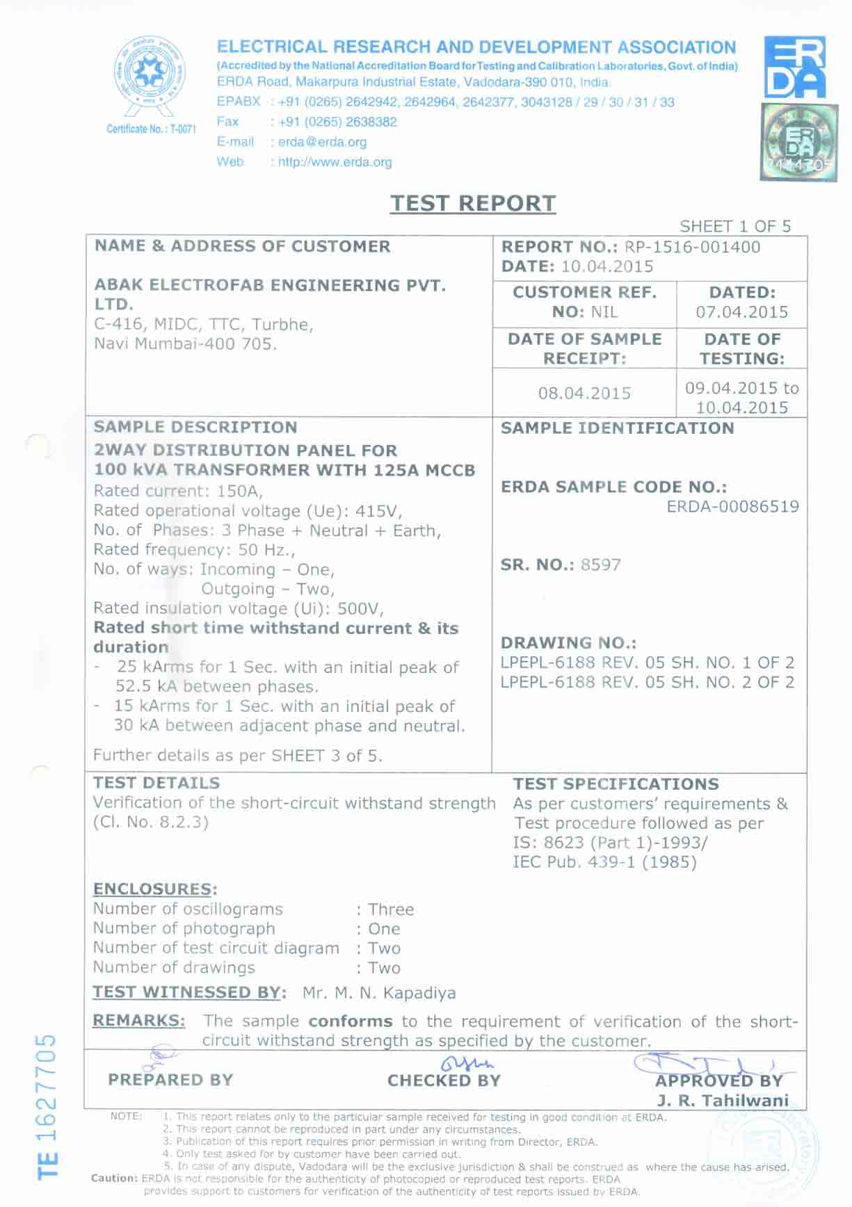 Certificates - Abak Electrofab Engineering